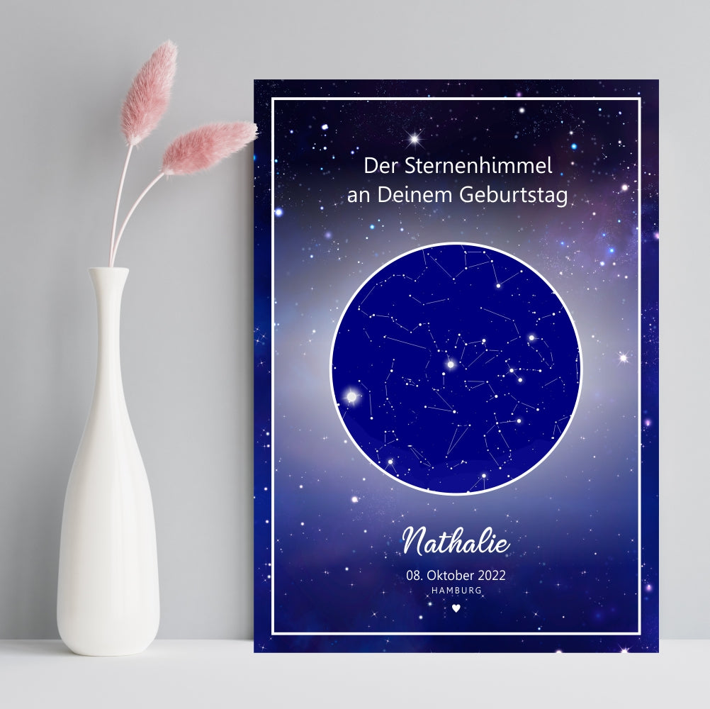 Personalisiertes Poster "Sternenhimmel" zum Geburtstag